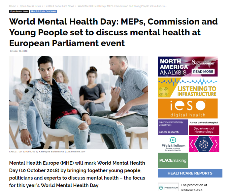 World Mental Health Day: MEPs, Commission and Young People set to ...