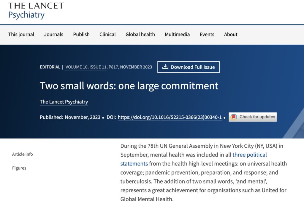 The Lancet Psychiatry: Two small words: one large commitment - Mental Health Europe